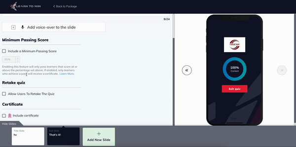 Certificates and Minimum Passing Score – Learn to Win